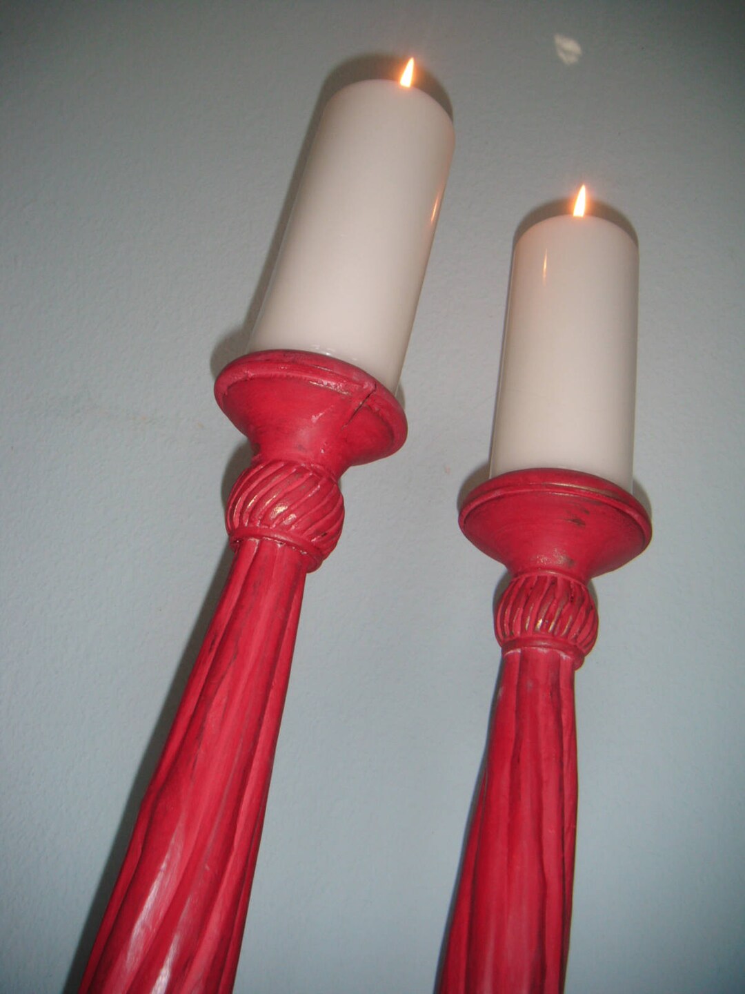 Shabby Chic Candlesticks, Shabby Look Candlesticks Made of Wood * Light ...