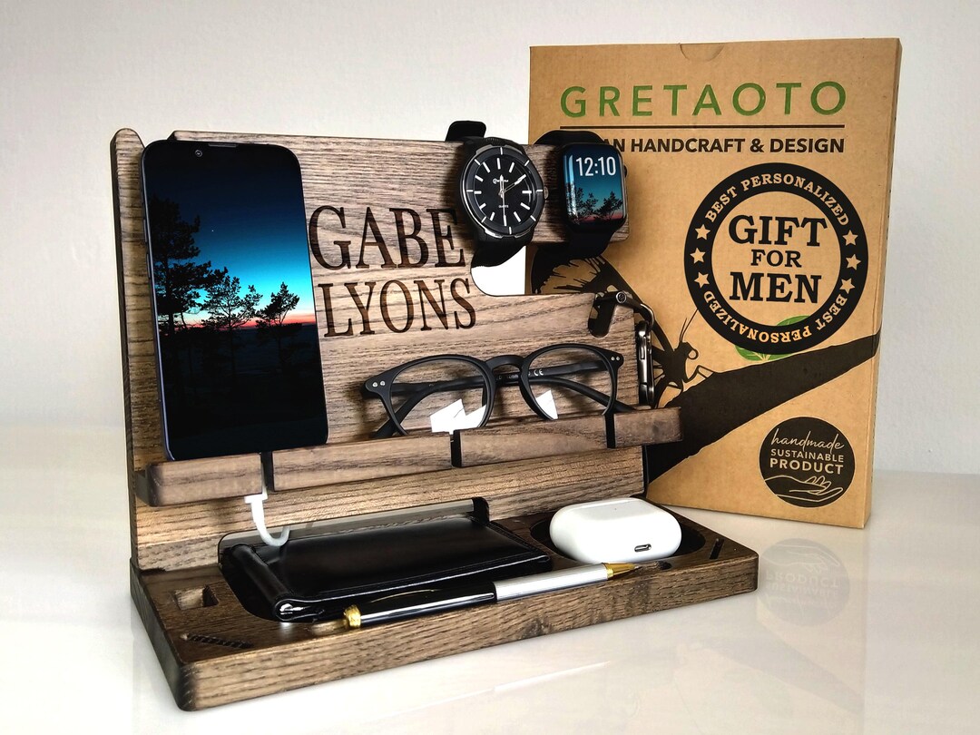 Best Personalized GIFT for MEN - Wood Phone Docking Station, Gift for ...
