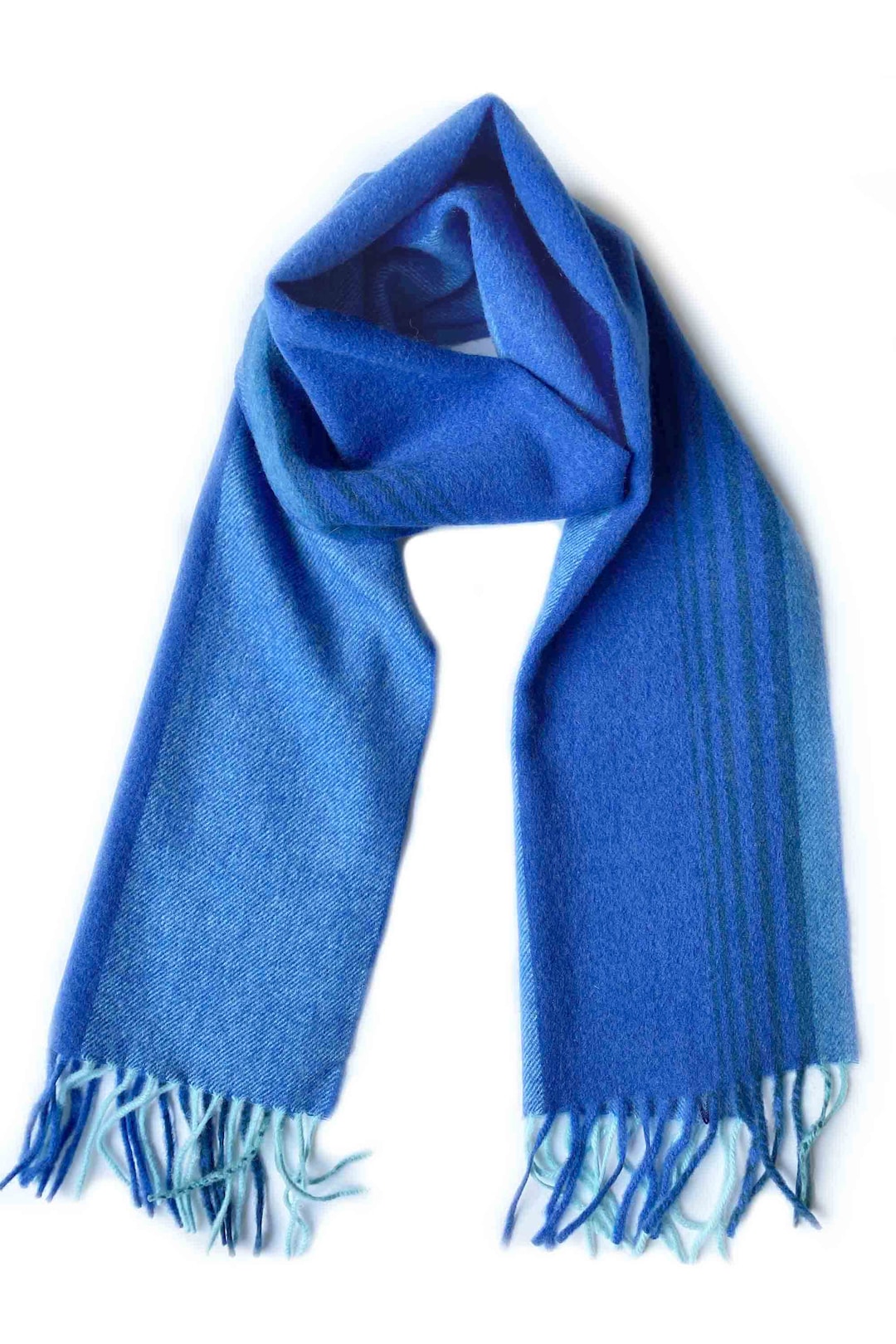Cashmere Scarf in Blue With Colour Block Stripes, Woven Scarves for ...