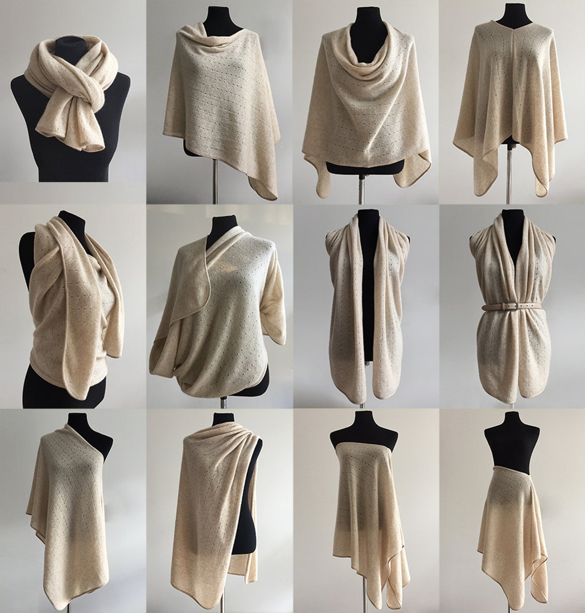 Cashmere Sweater Poncho, Pashmina Wedding Bridesmaid Shawl, Crochet ...