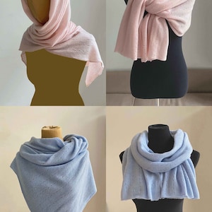 Powder Blue Cashmere Poncho Scarf Shawl Lightweight Lacy Multiwear Cape ...