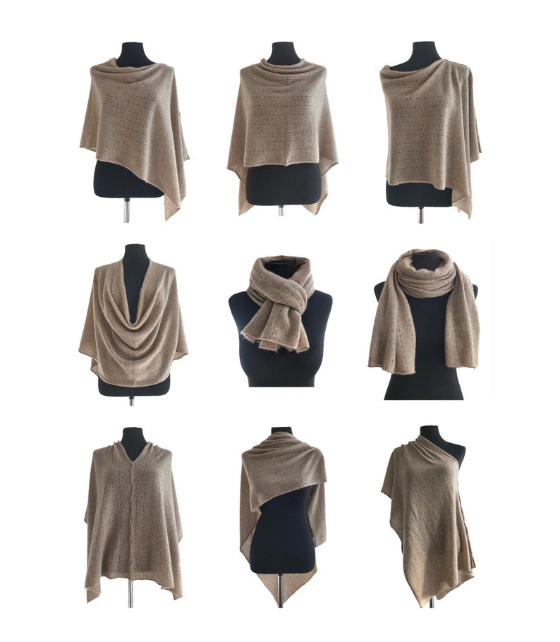 Powder Blue Cashmere Poncho Scarf Shawl Lightweight Lacy Multiwear Cape ...