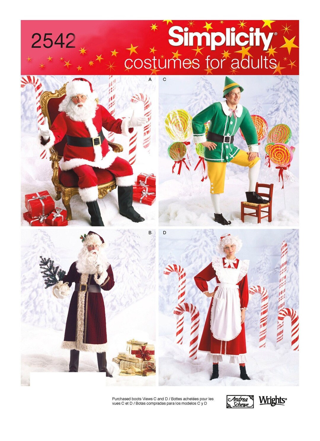 Simplicity 2542 Christmas Costume Pattern for Adults, Size L/XL, Santa ...