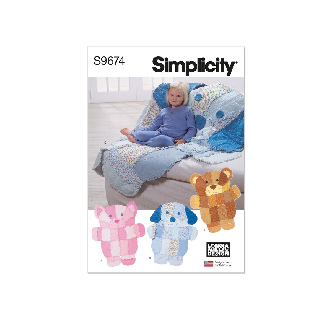 Uncut Simplicity Rag Quilt Pattern S9674 Dog, Bear, Cat Patterns | 2004 ...