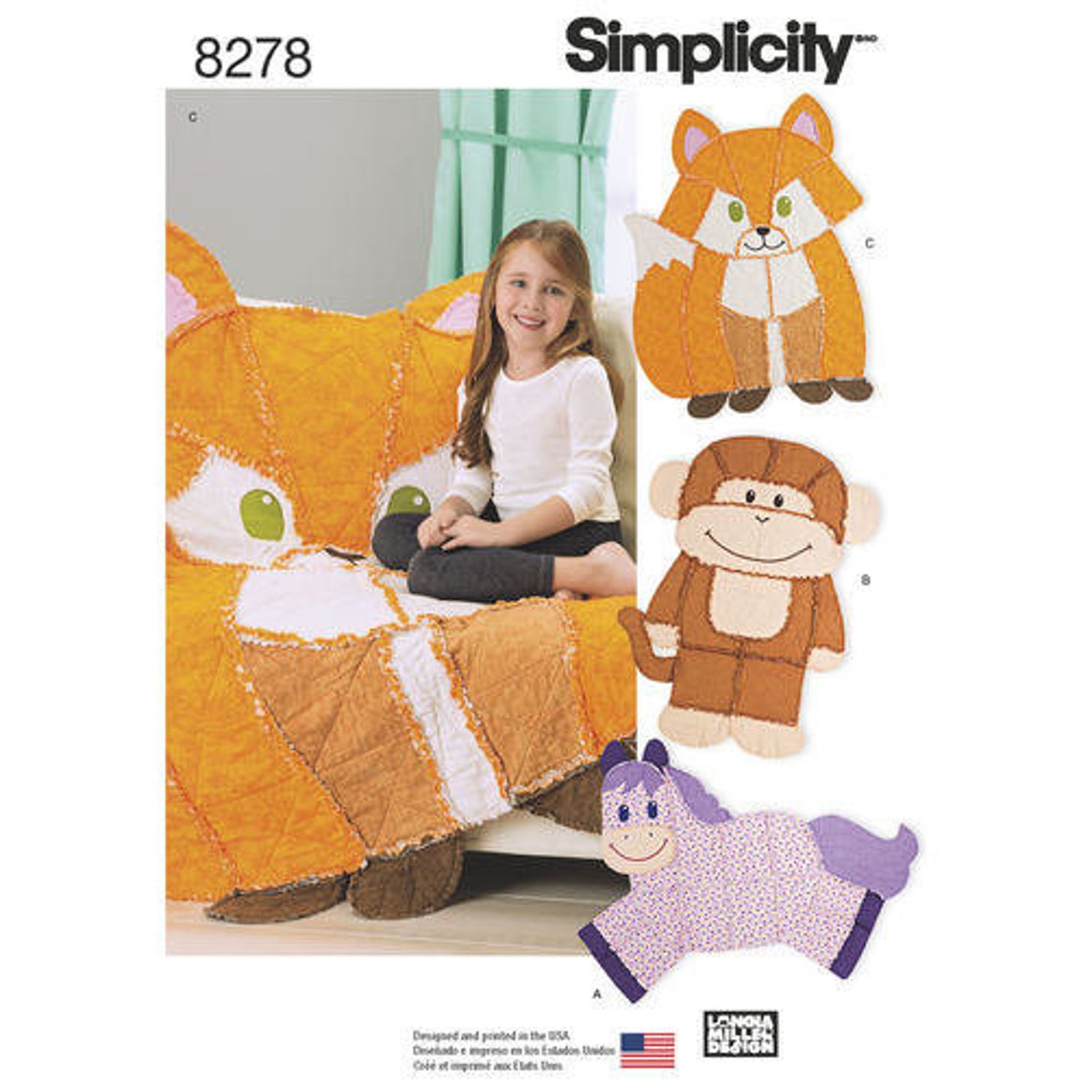 RAG QUILT Simplicity 8278 Fox Quilt Pattern Horse Monkey Rag - Etsy