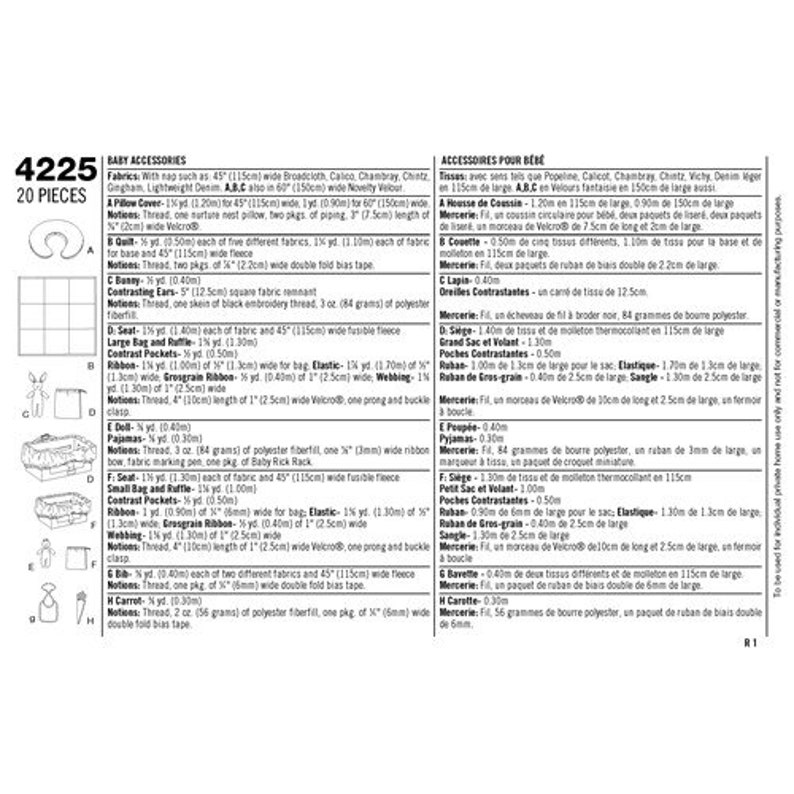 Simplicity Pattern 4225 Baby Accessories Including Highchair Bumper ...
