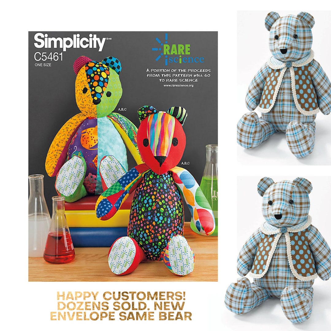 Simplicity Bear Stuffed Animals C5461, Full Uncut FF Memory Bear A2115 ...