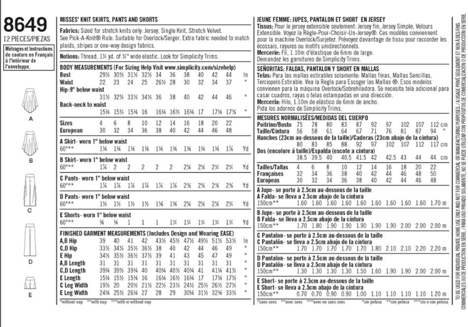 Simplicity D0961 8649 Sewing Pattern Misses' - Etsy
