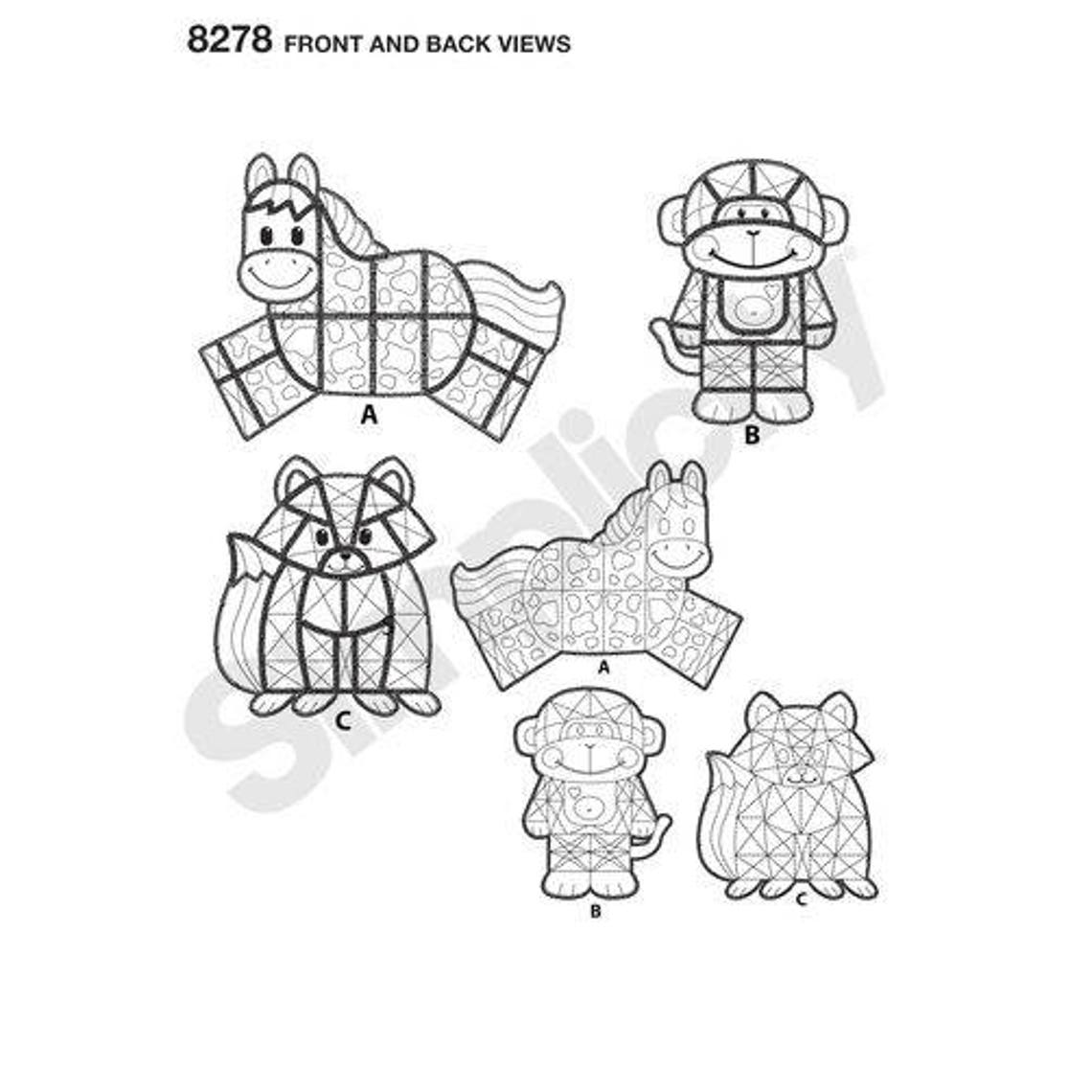 RAG QUILT Simplicity 8278 Fox Quilt Pattern Horse, Monkey Rag Quilt ...