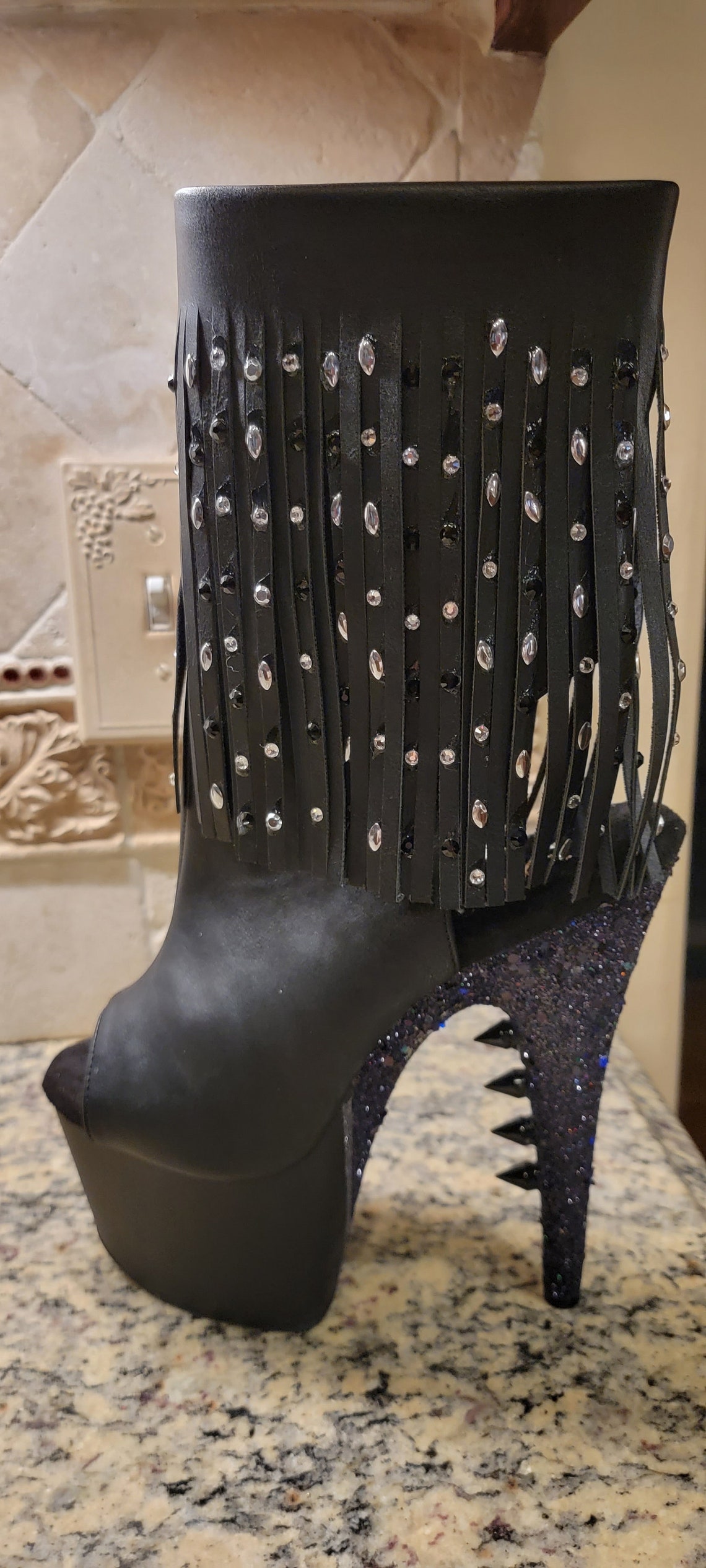 Pole Dance Exotic Dance Heels Custom Glittered and Studded - Etsy
