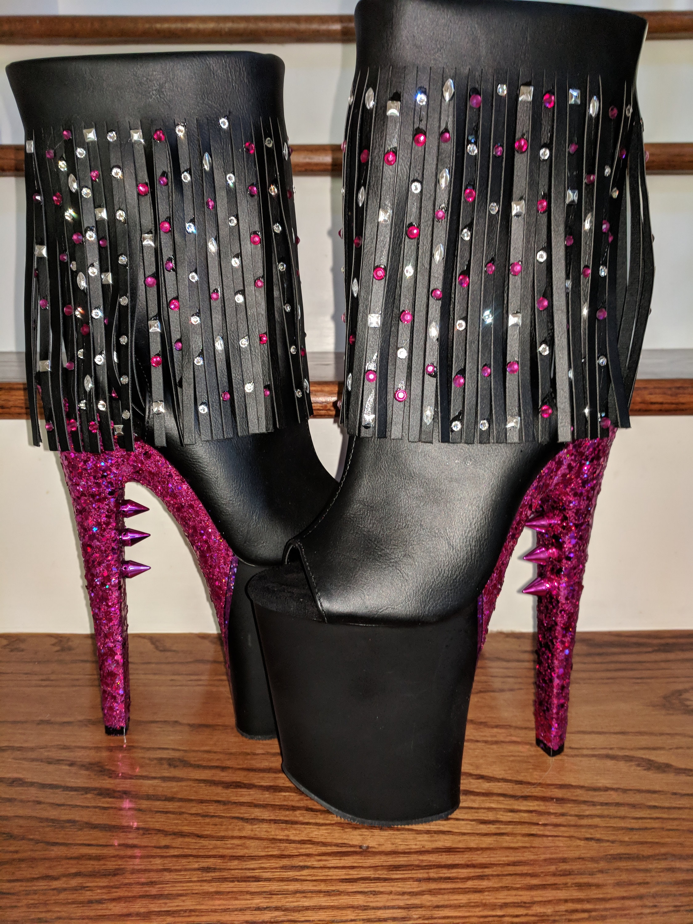 Pole Dance Exotic Dance Heels Custom Glittered and Studded - Etsy