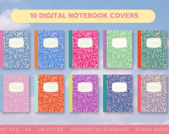10 Digital Notebook Covers Pastel Colors A4, US, and Goodnotes Sizes - Etsy