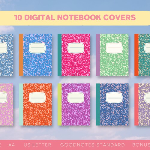 10 Composition Notebook Covers for Goodnotes Bright Colors - Etsy