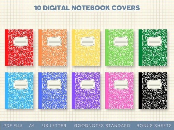 10 Composition Notebook Covers for Goodnotes Bright Colors - Etsy