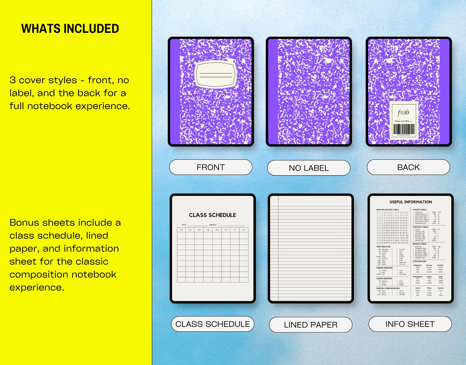 10 Composition Notebook Covers for Goodnotes | Bright Colors | A4, US ...
