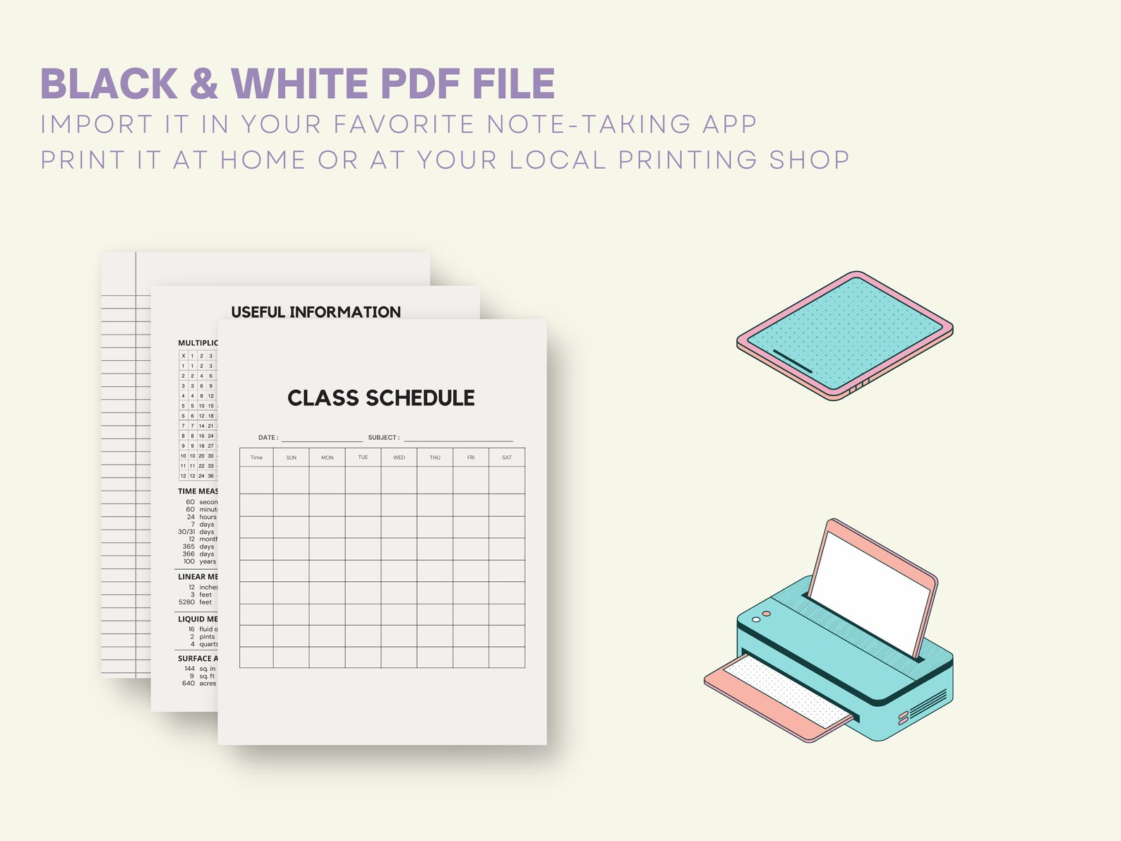 Composition Notebook Digital & Printable Interior Sheets - Etsy