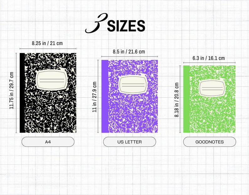 10 Composition Notebook Covers for Goodnotes | Bright Colors | A4, US ...