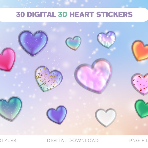 Heart Digital Stickers - Etsy