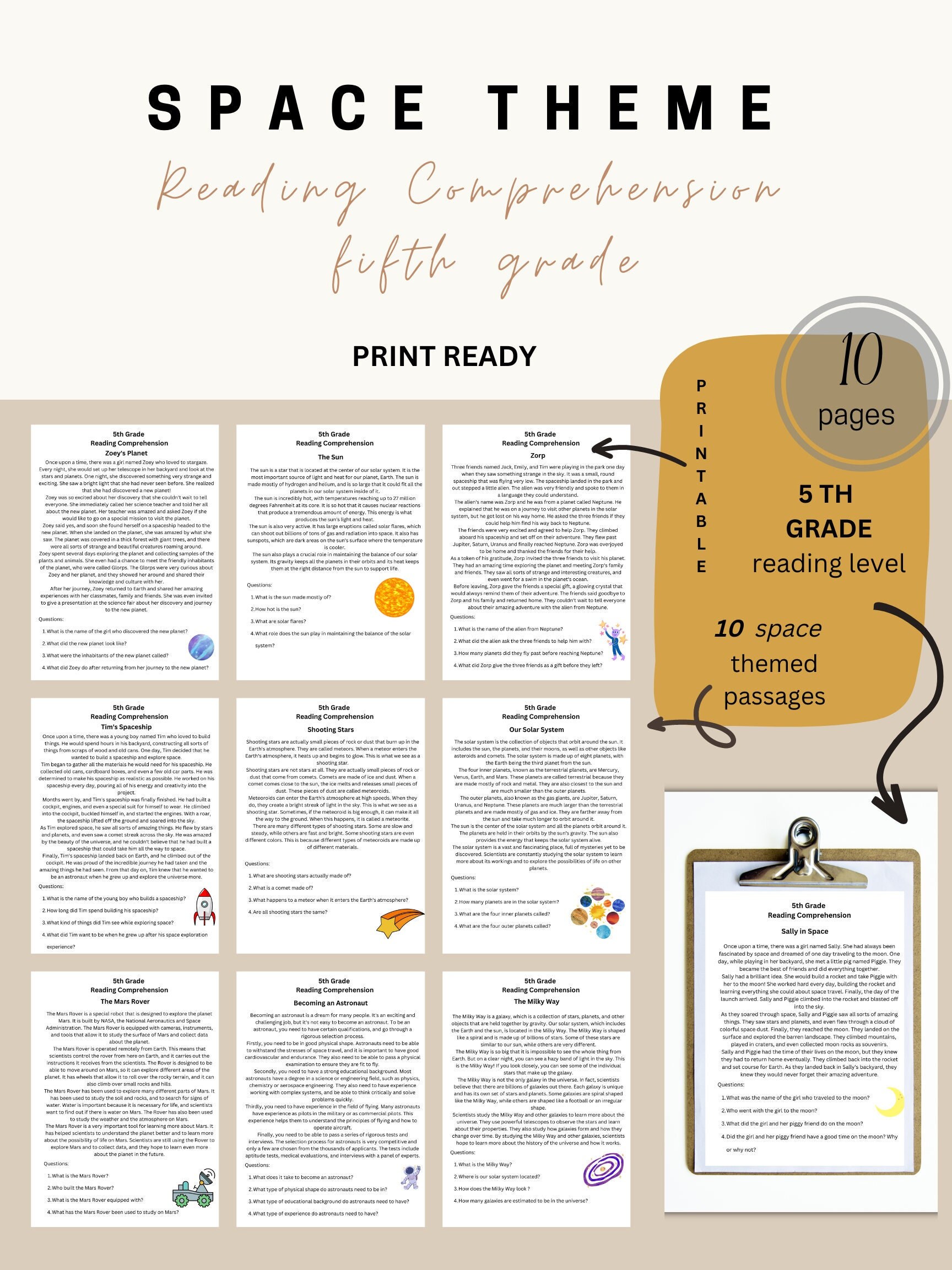 Solar System 5th Grade Reading Worsheets