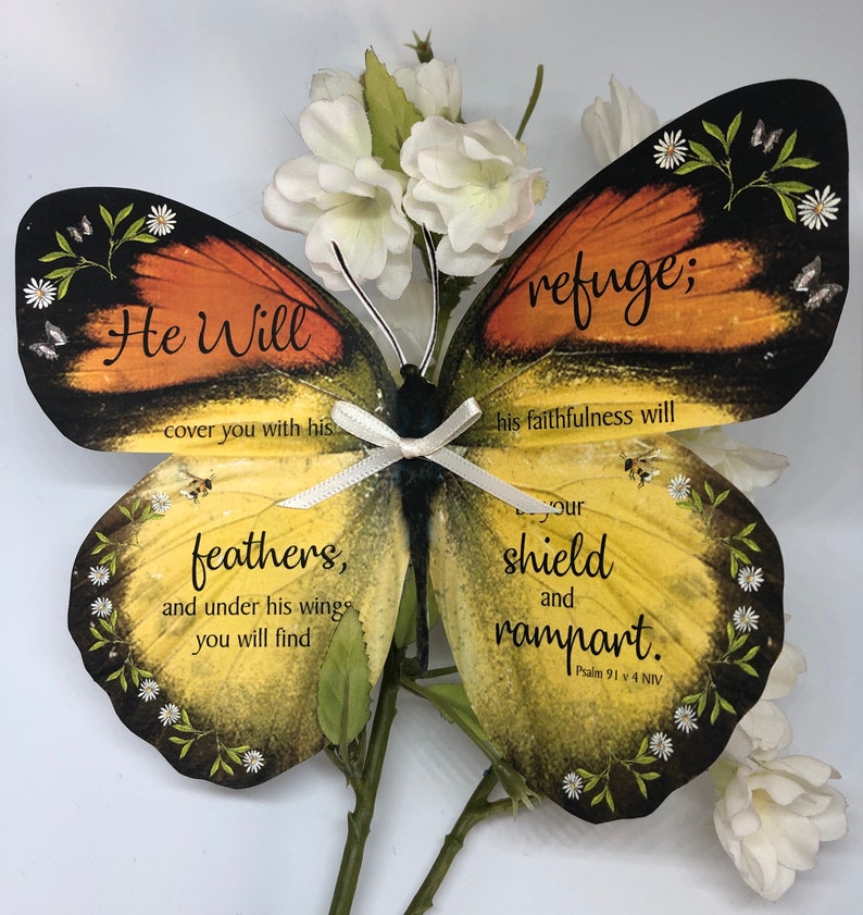 Christian Gift Handmade Bible Verse 3D Butterfly Psalm 91 V | Etsy UK