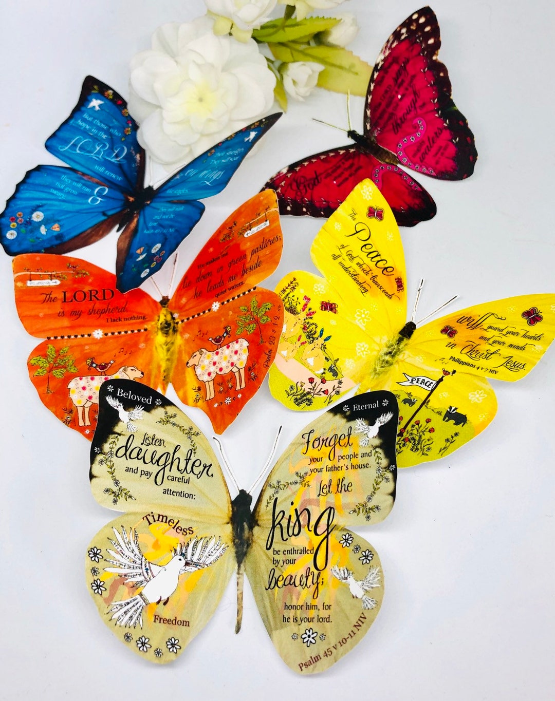 5 X Christian Christmas Gift Butterflies Individually Wrapped / Bible ...