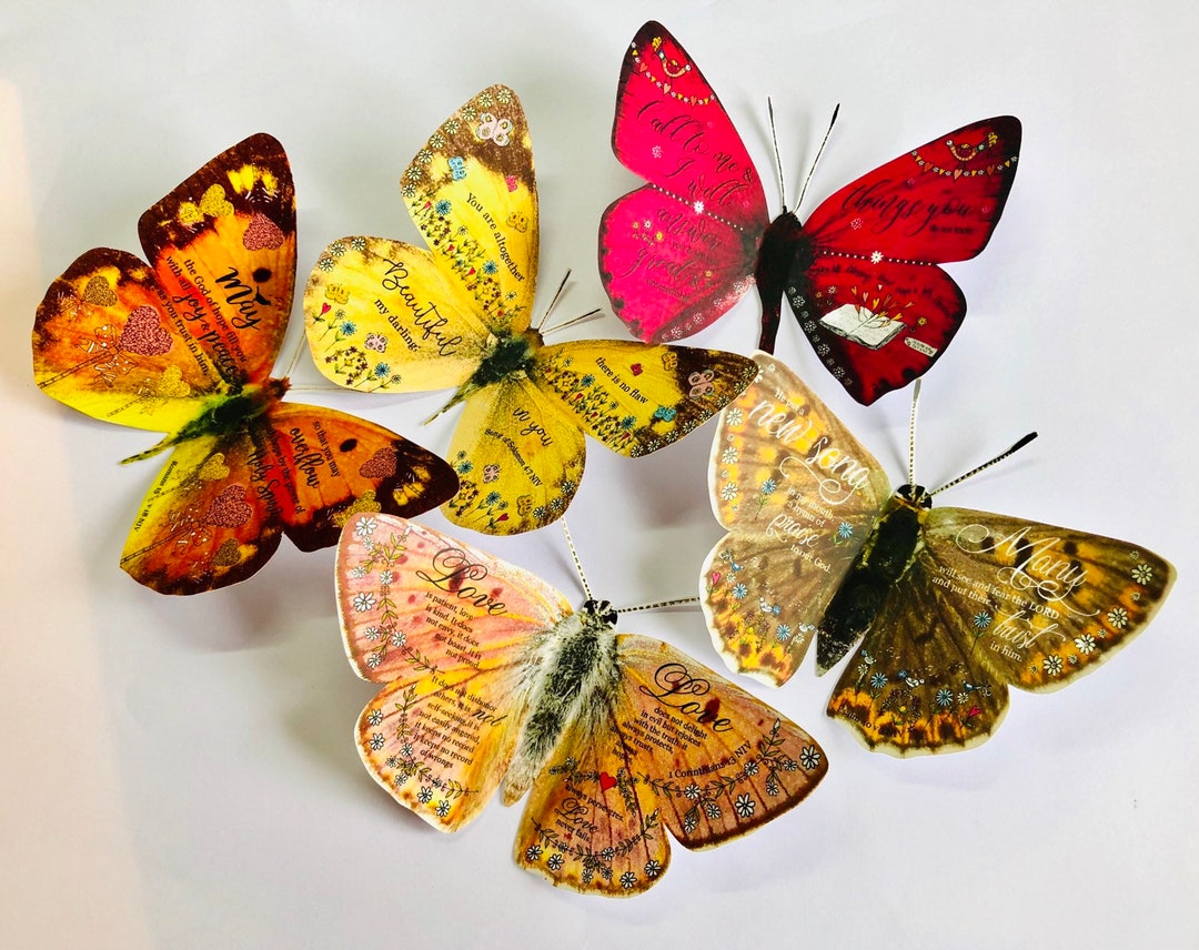 5 X Christian Gift Butterflies / Christian Bible Journaling Stickers ...