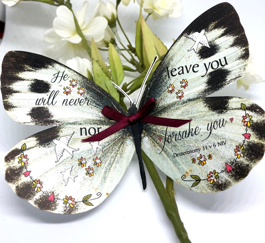 Christian 3D Butterfly Gift, With Bible Verse Quote -deuteronomy 31 V 6 ...