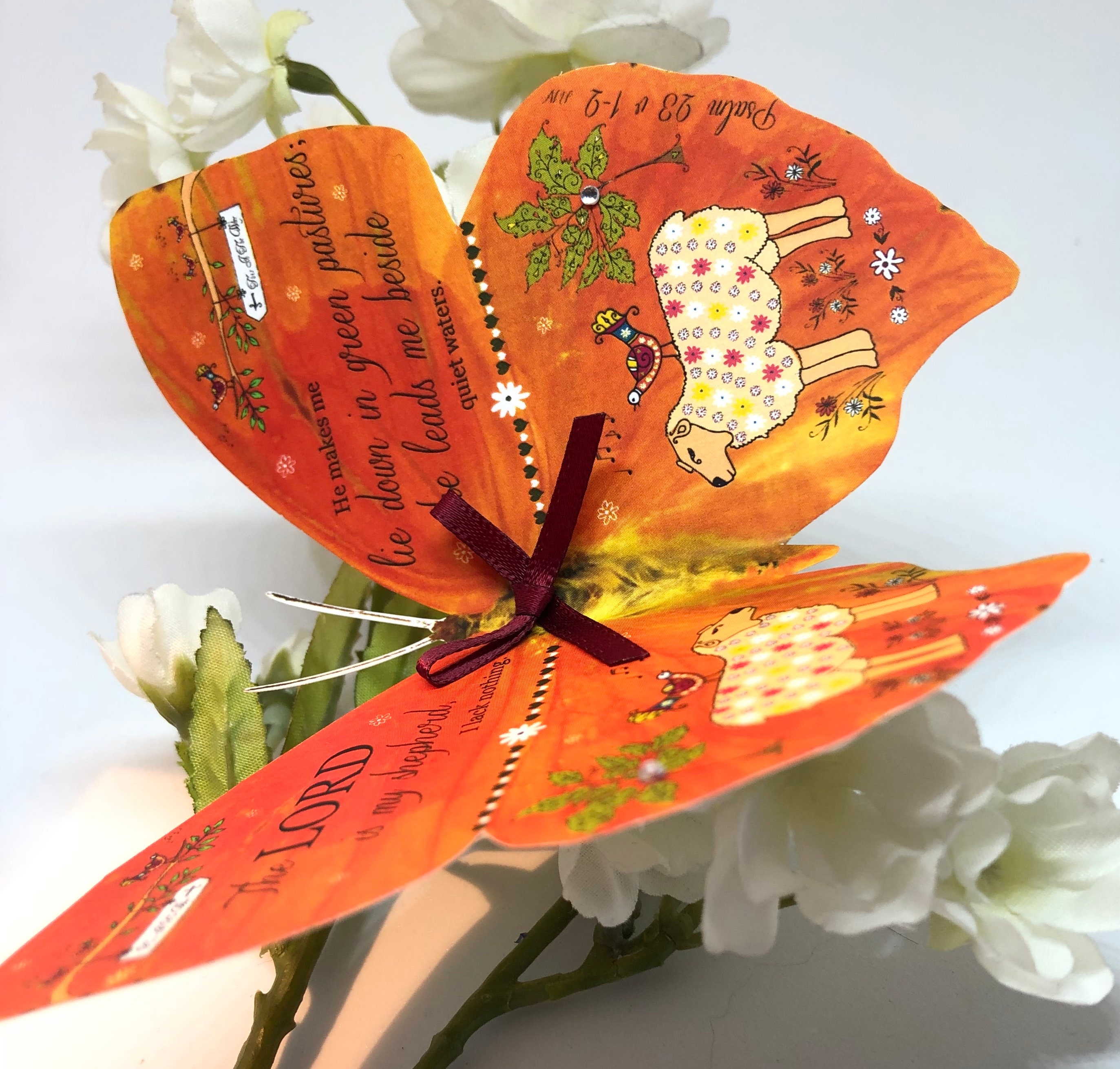 Christian Gift Handmade Bible Verse 3D Butterfly Psalm 23 V - Etsy UK