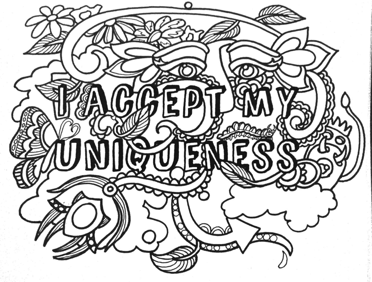 12 Empowering Affirmations Coloringpages Vol.1 Original Art Coloring ...