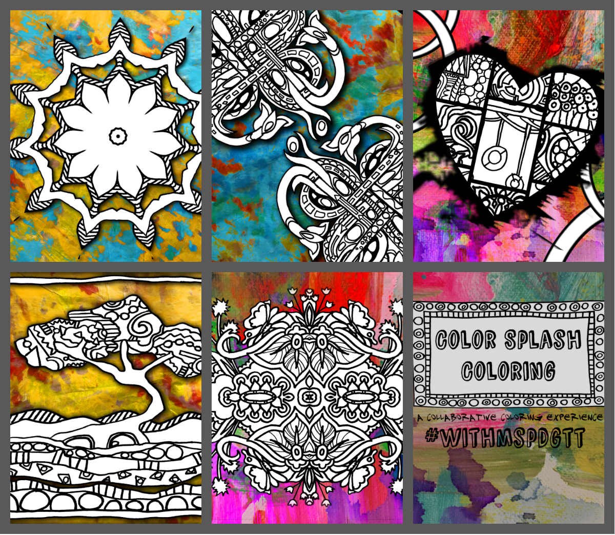 5 Color Splashed Original Art Coloring Book Pages for Adults: - Etsy