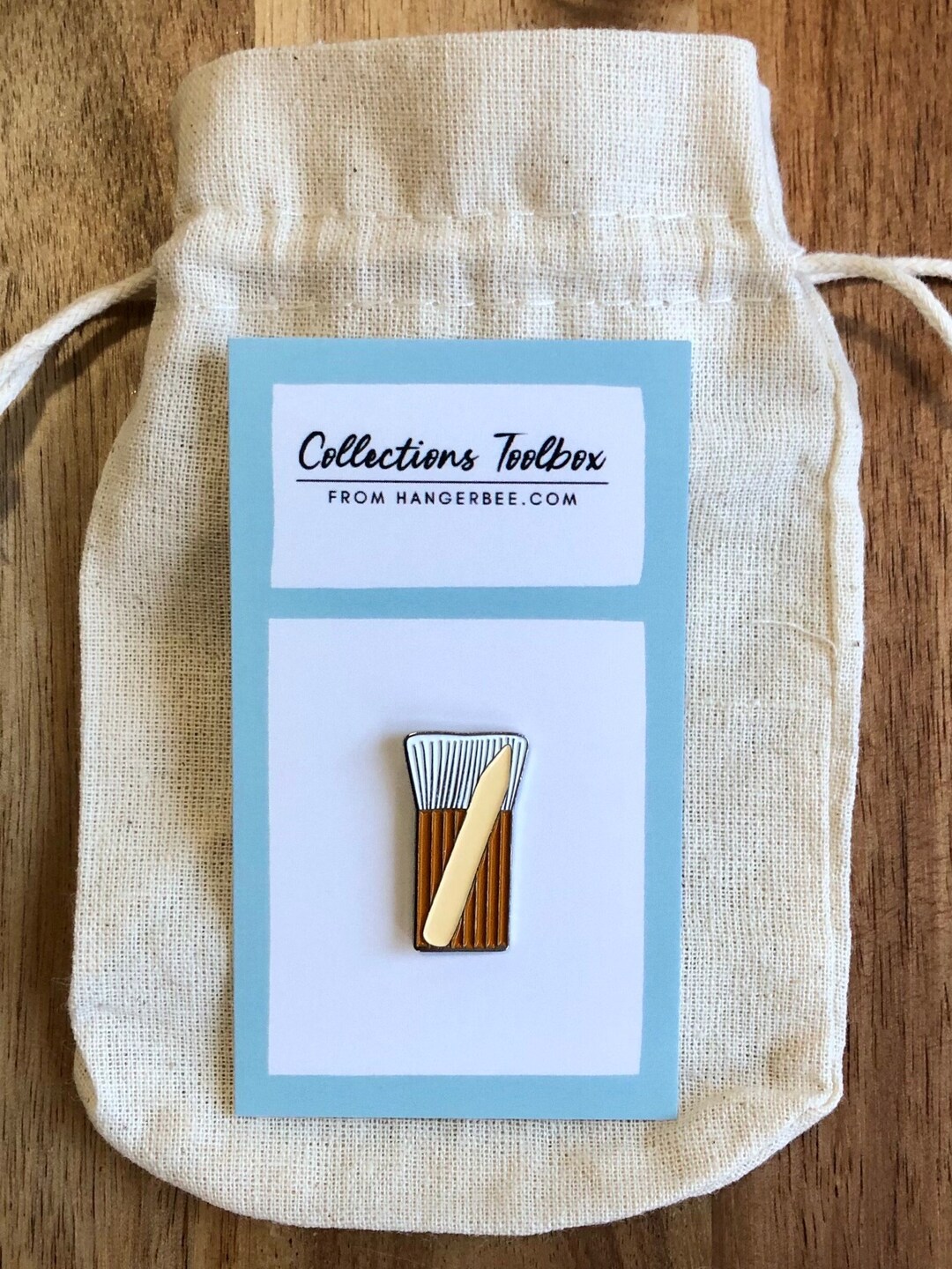 Bamboo Hake Brush & Bone Folder Lapel Pin - Etsy