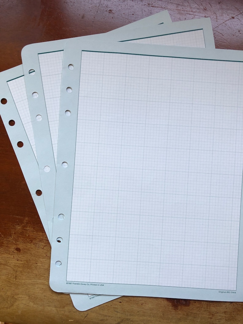 Square Grid Cross Section Graph Paper, Franklin Covey, Vintage Paper - Etsy