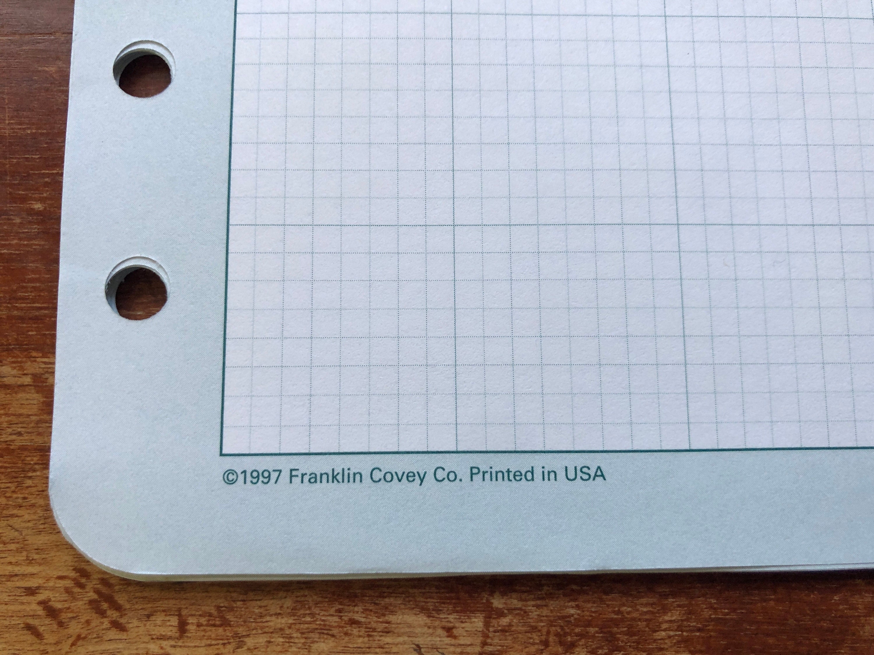 Square Grid Cross Section Graph Paper, Franklin Covey, Vintage Paper - Etsy