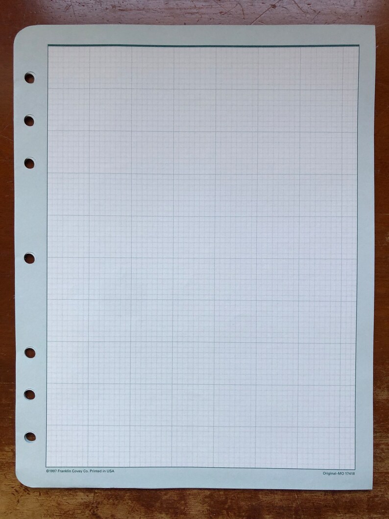 Square Grid Cross Section Graph Paper, Franklin Covey, Vintage Paper - Etsy