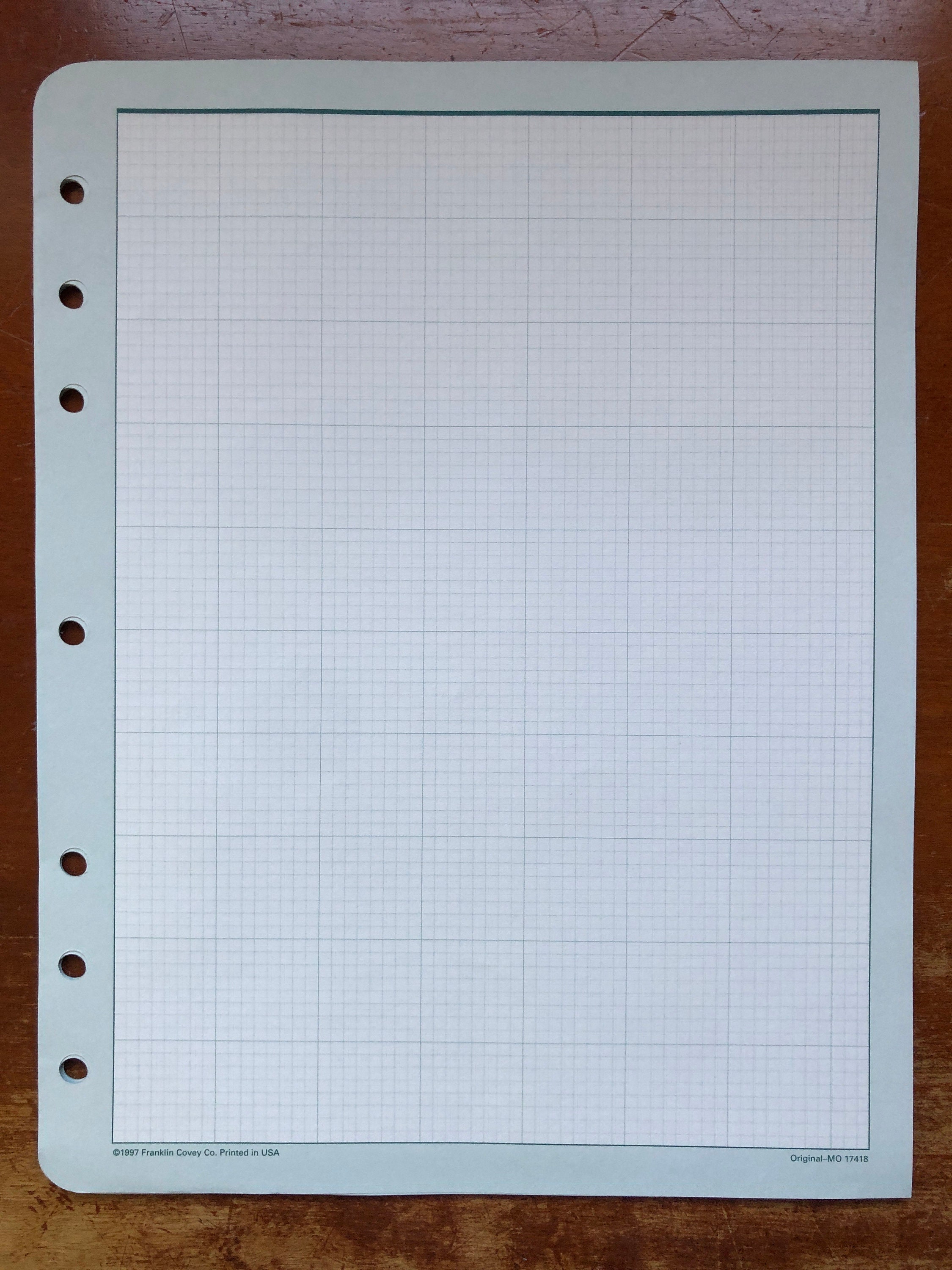 Square Grid Cross Section Graph Paper, Franklin Covey, Vintage Paper - Etsy