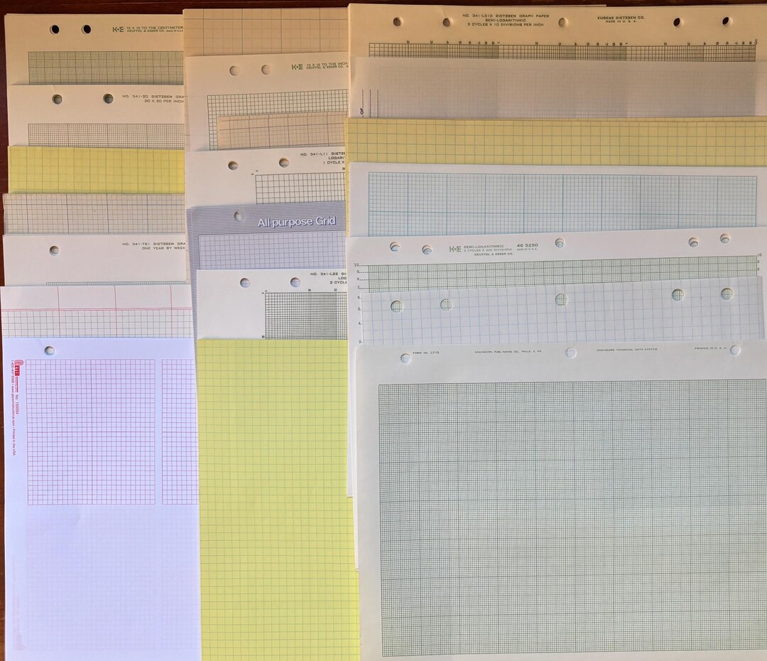 Vintage Paper Variety Pack: 103+ Assorted Sheets of Graph Paper - Etsy