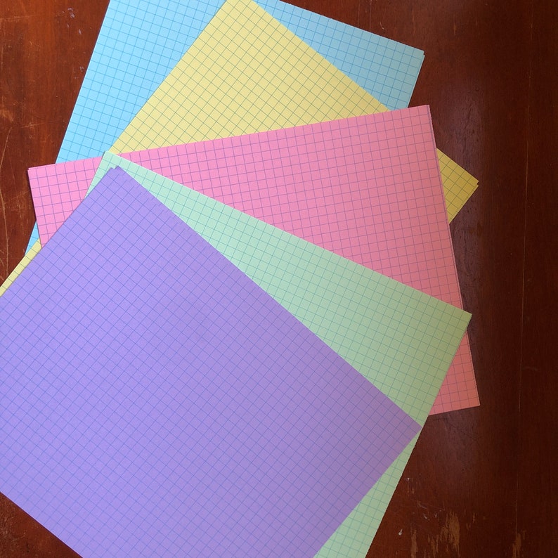 Square Grid Cross Section Graph Paper, in Five Wild Colors - Etsy