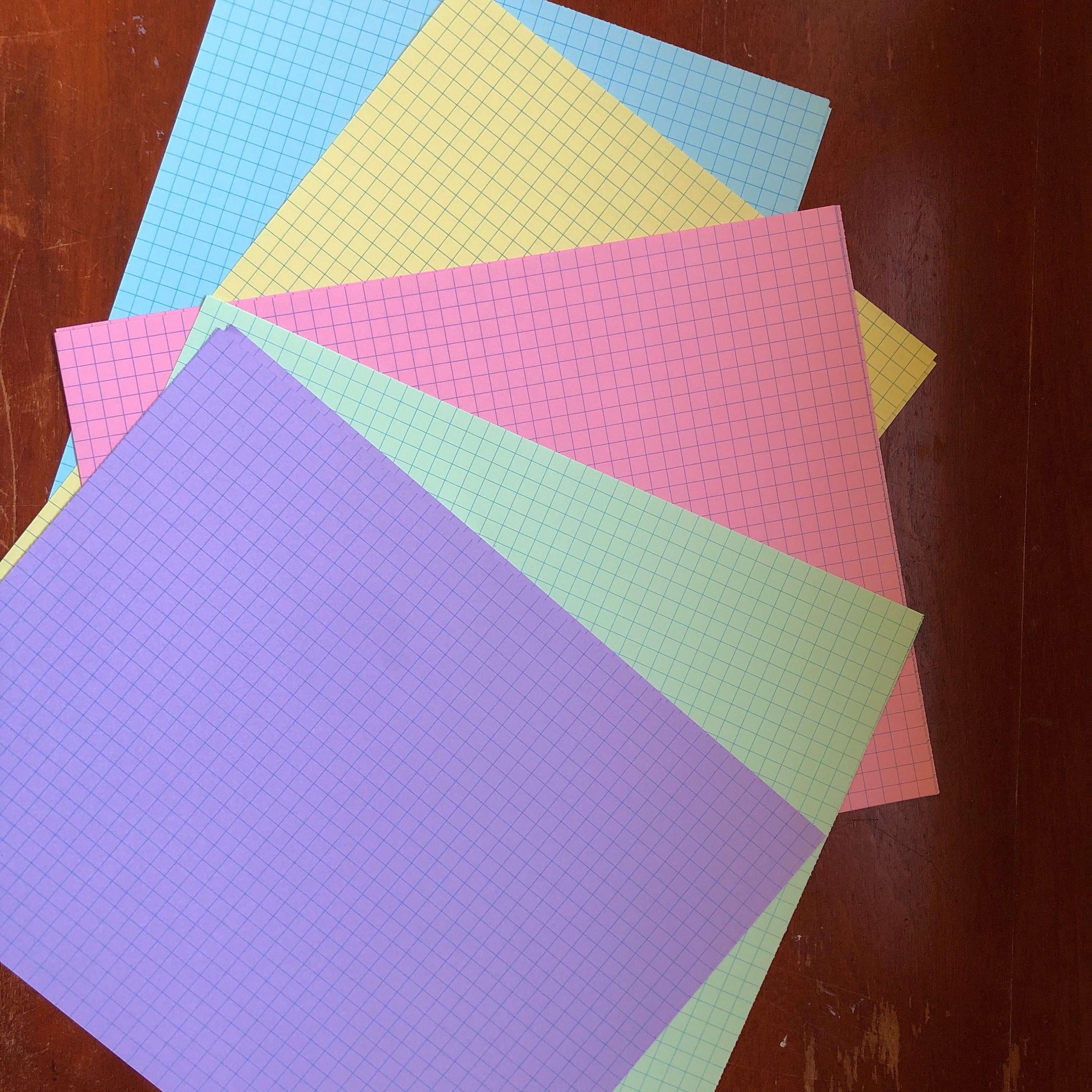 Square Grid Cross Section Graph Paper, in Five Wild Colors - Etsy