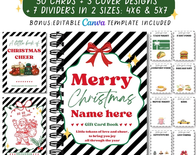 Editable Christmas Gift Card Book Printable | Customize Card Holder ...
