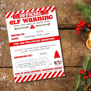 EDITABLE Official Elf Warning Notice Printable Elf Naughty Warning ...