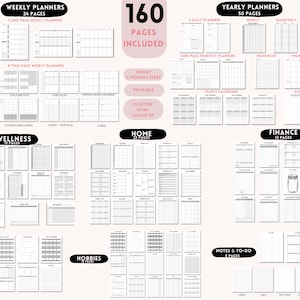 160 Printable Planner Inserts, Ultimate Planner Bundle in 3 Sizes ...