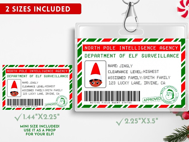 EDITABLE Elf ID Card Printable Brown Skin Elf ID Badge, Christmas Elf ...