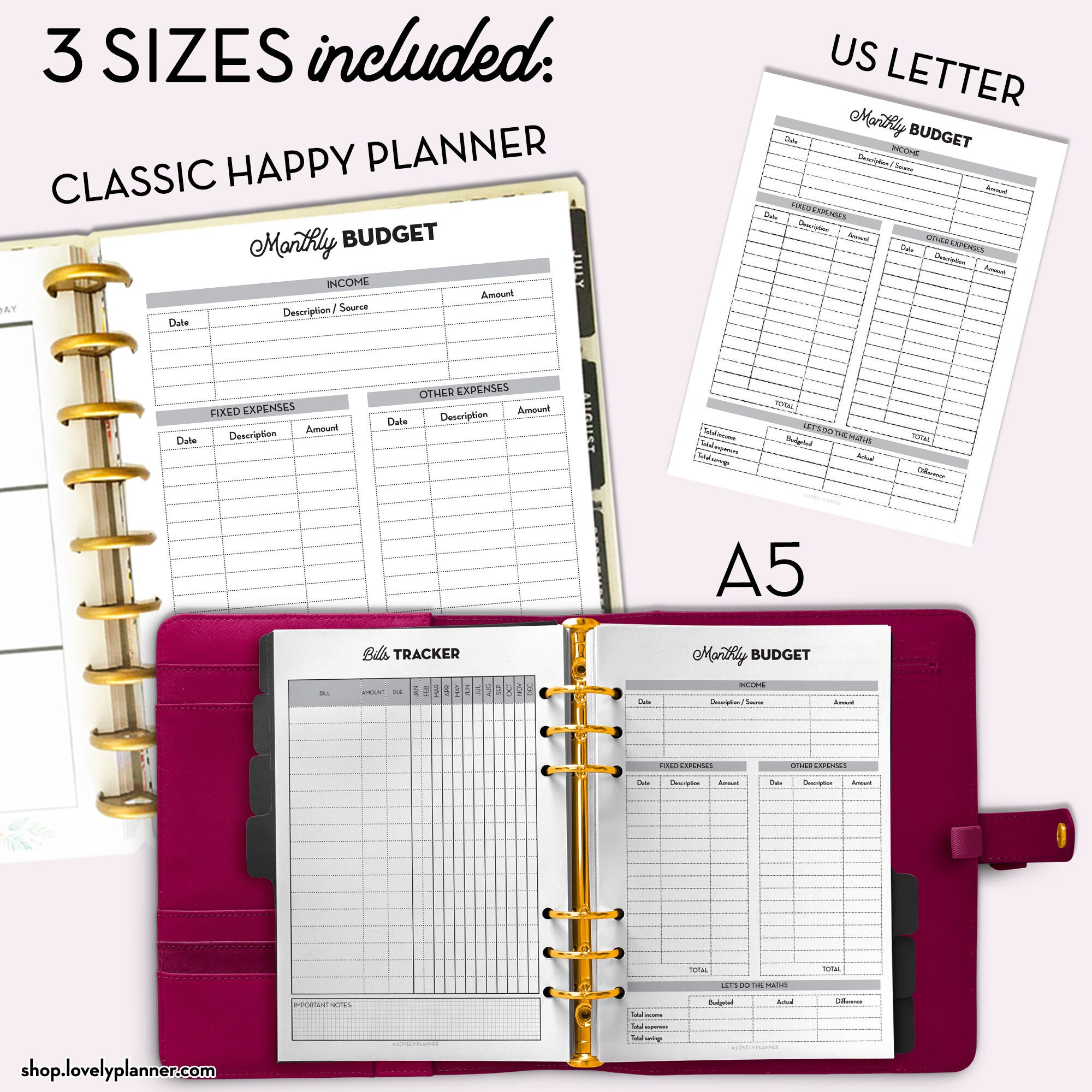 Printable Budget Planner Inserts Pack of 10 Planner Inserts | Etsy
