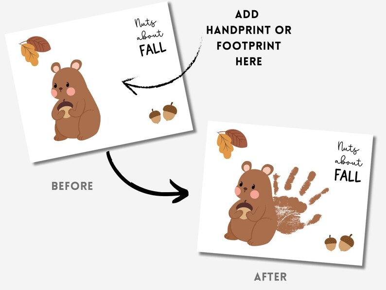 Squirrel Handprint Printable Template, Fall Handprint Art, Fall ...