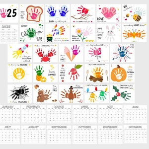 Handprint Calendar 2025 Landscape, Printable Handprint Craft Bundle ...
