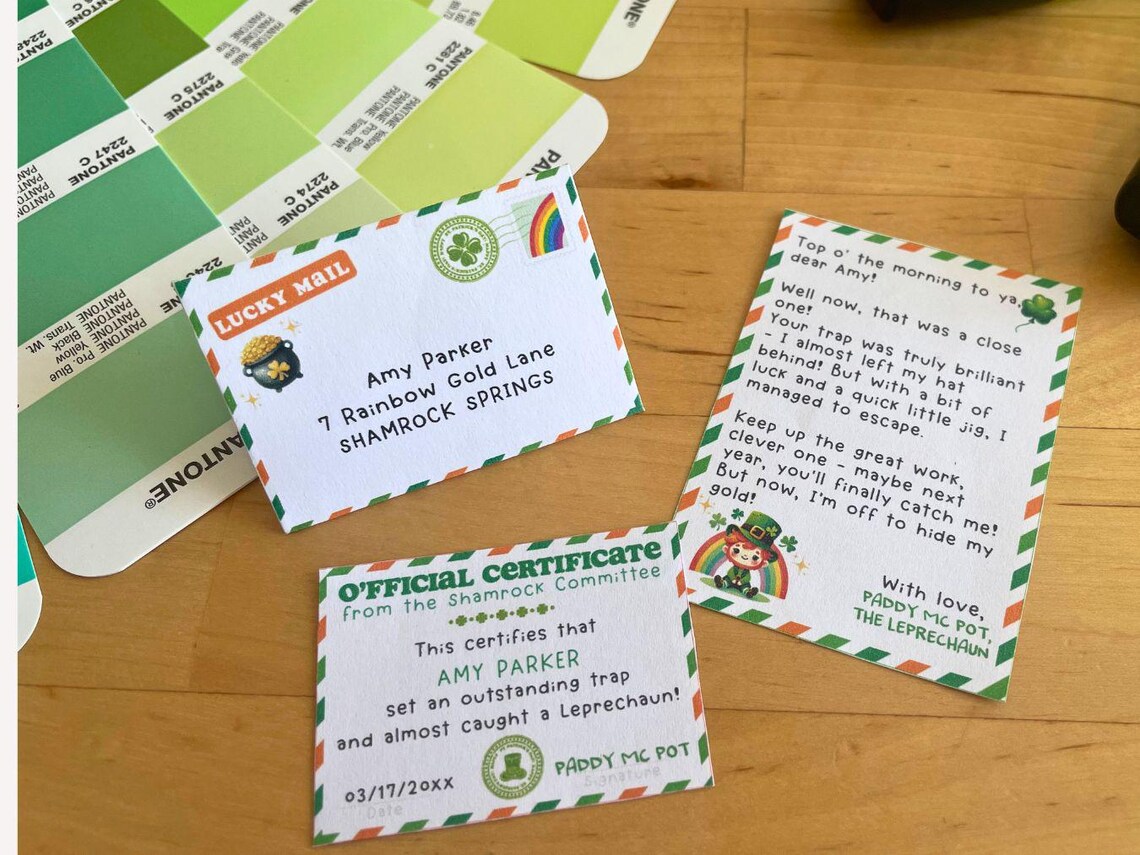 Editable Printable Mini Leprechaun Letter Envelope Certificate ...