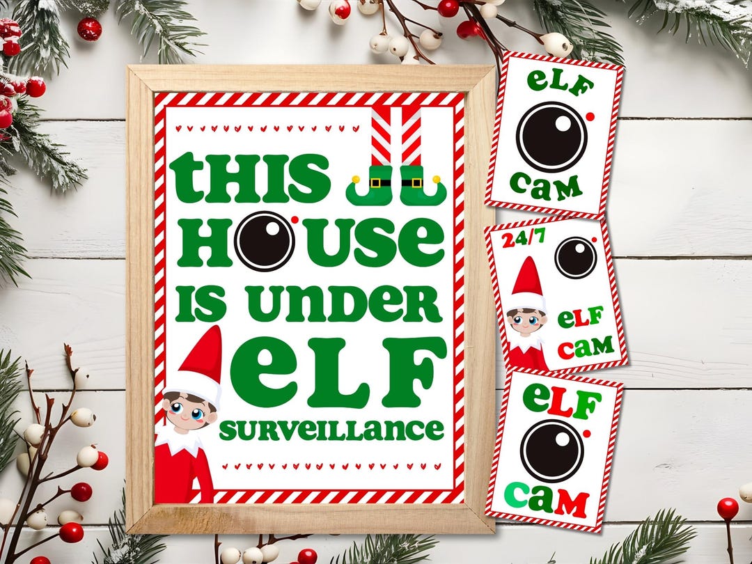 House Under Elf Surveillance Printable, Elf Cam Signs, Christmas Elf ...