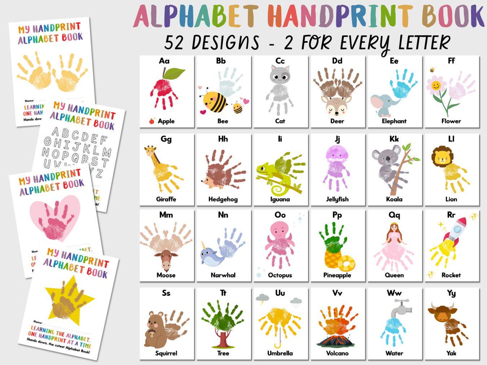 Handprint Alphabet Book Template, Printable Alphabet Handprint Craft ...