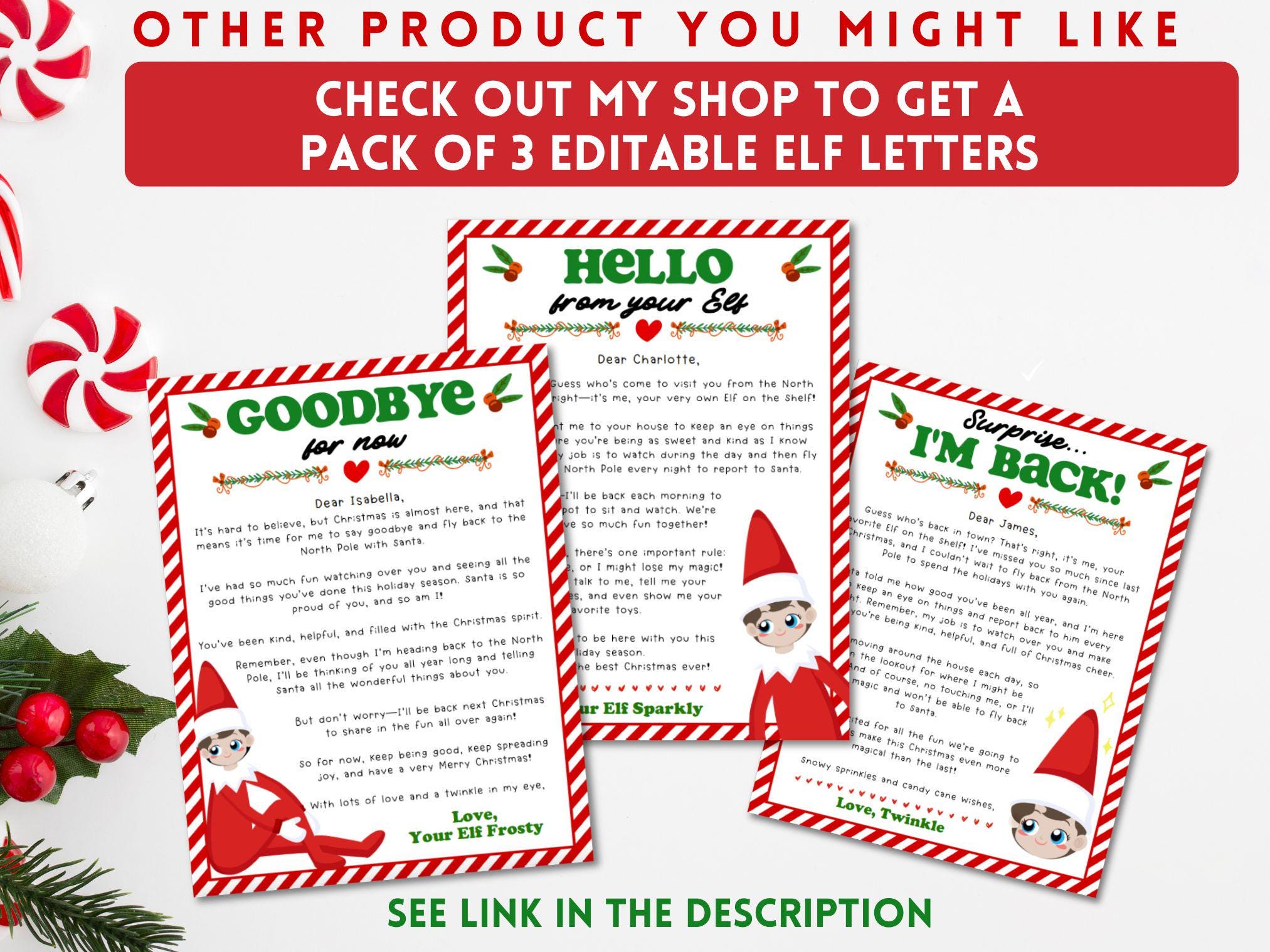 EDITABLE Elf Departure Letter Printable, Goodbye From Your Elf Letter ...