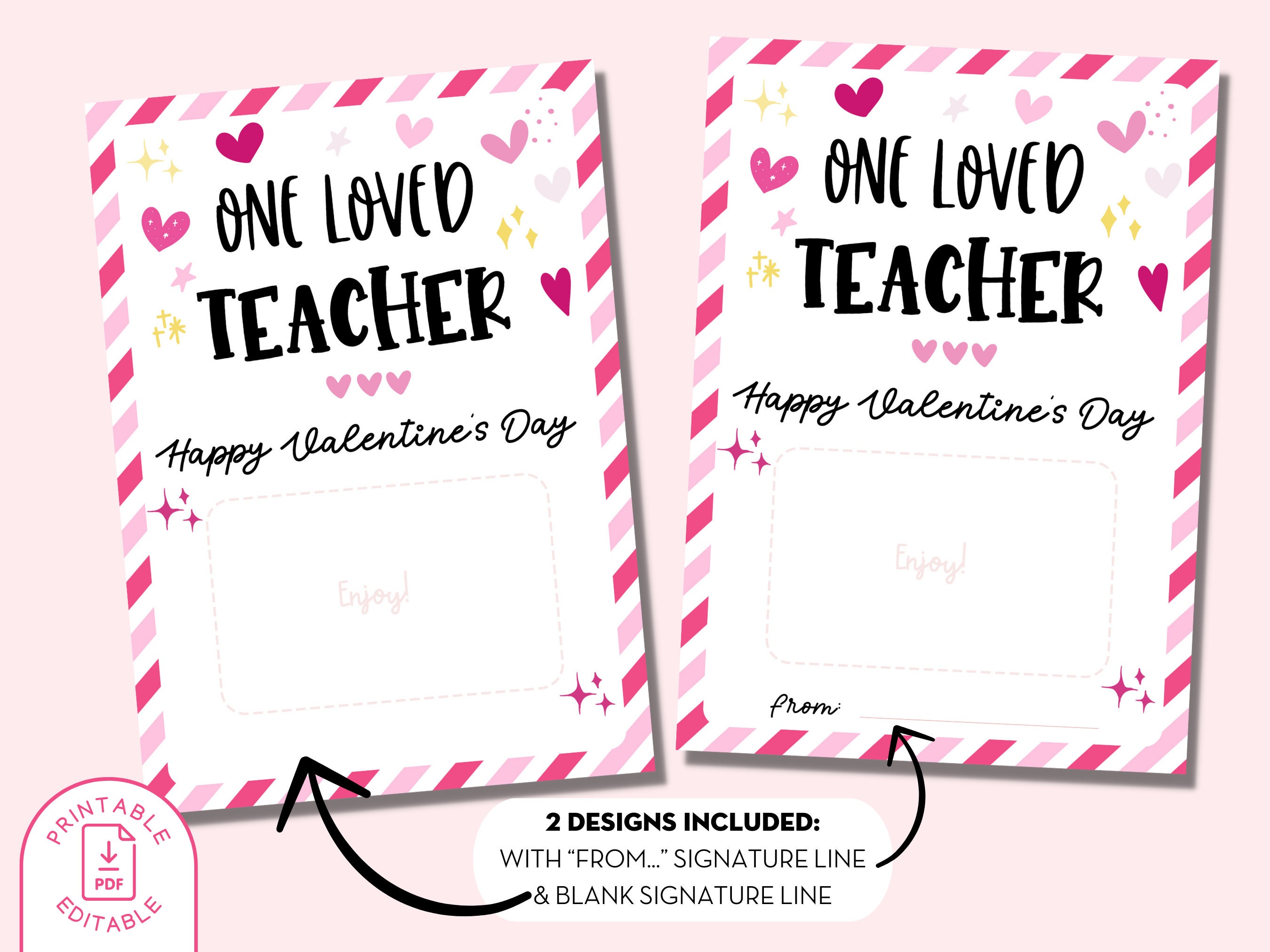 Printable Teacher Valentine Gift Card Holder, One Loved Teacher ...